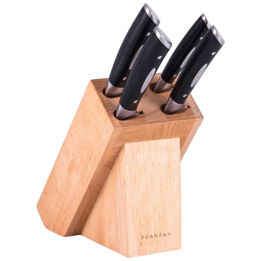 New Scanpan Classic Euro 5 Piece Cutlery Kitchen Knife Block Set 18171 ...